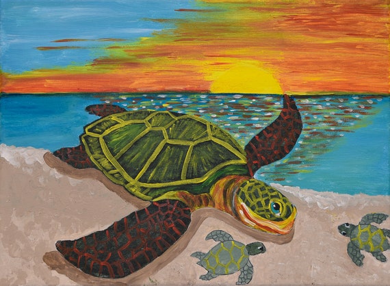 Turtle Kids DIY Sip and Paint Party Art Set With Pre-traced | Etsy