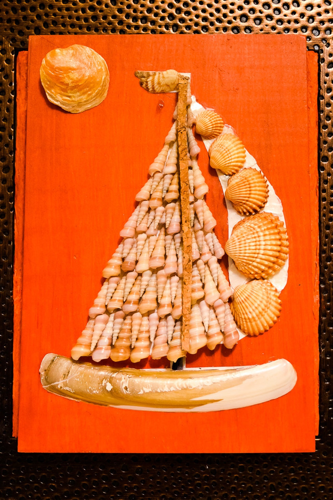 Sail Boat Miniature Original Seashell Mosaic With Professional Frame ...
