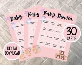 Blue Baby Shower Bingo Cards Prefilled Blue Baby Shower Baby Bingo ...
