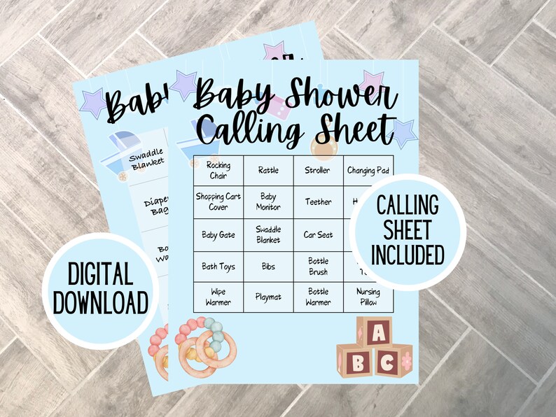Blue Baby Shower Bingo Cards Prefilled Blue Baby Shower Baby Bingo ...