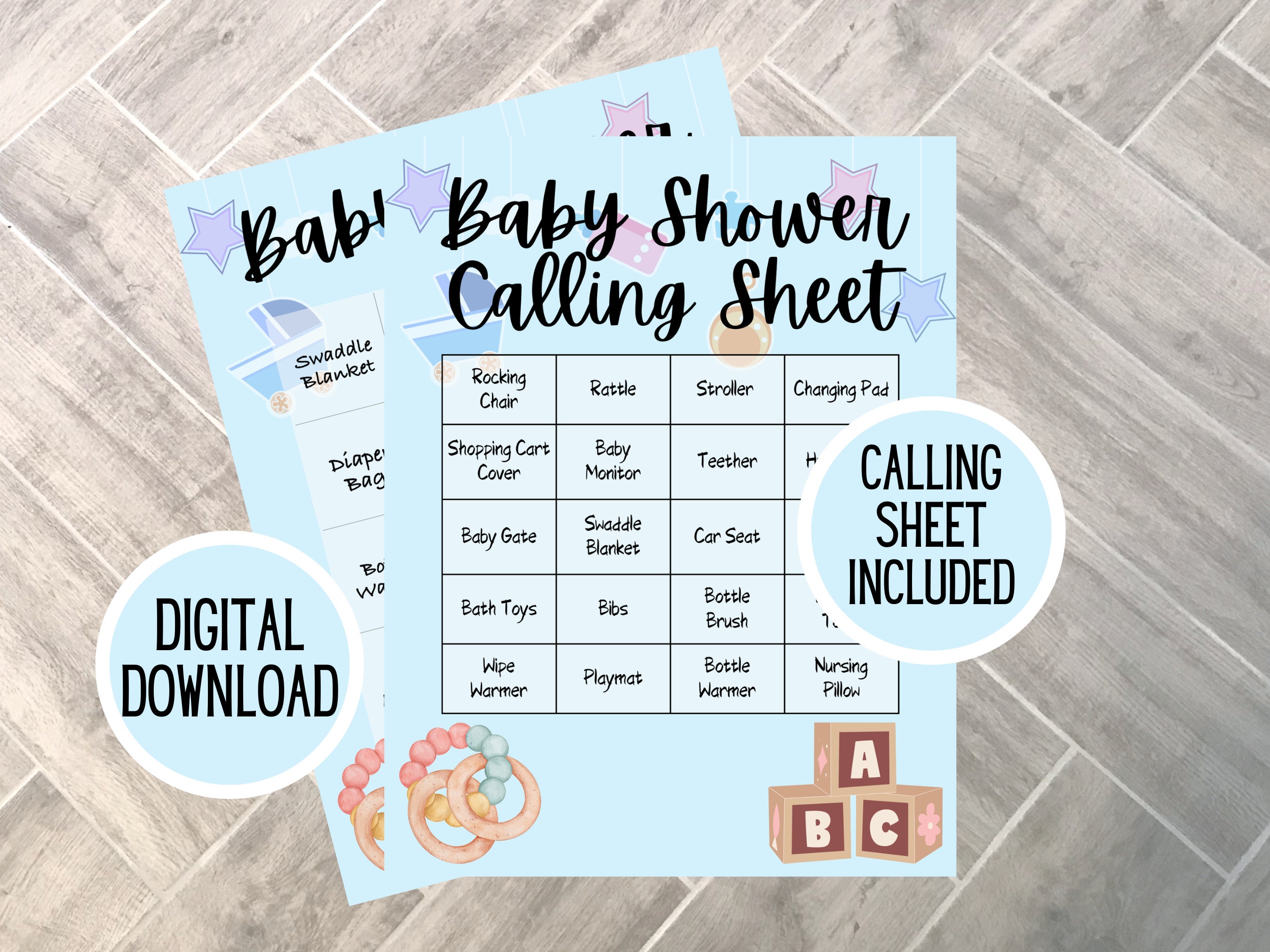 Blue Baby Shower Bingo Cards Prefilled Blue Baby Shower Baby Bingo ...