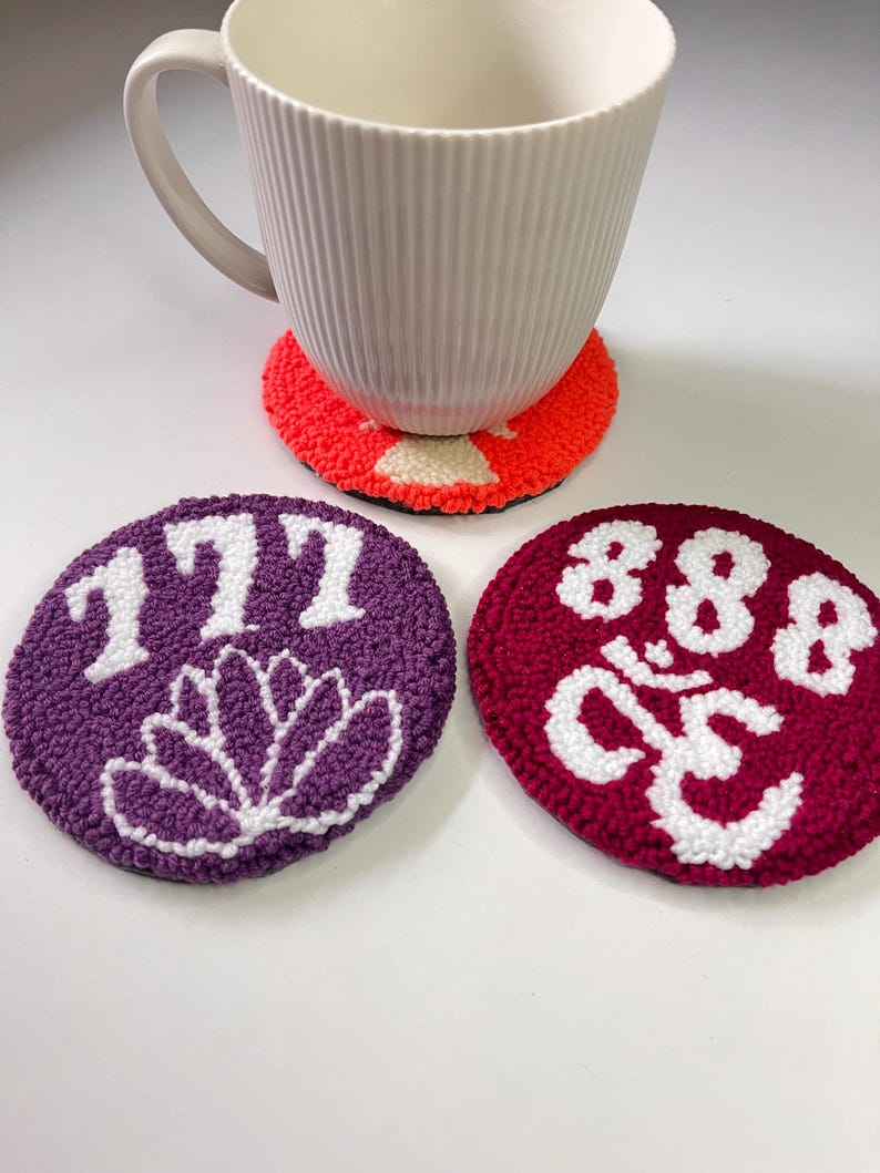 Punch Needle Coasters Angel Numbers -777 Lucky, 111 Manifestation ...