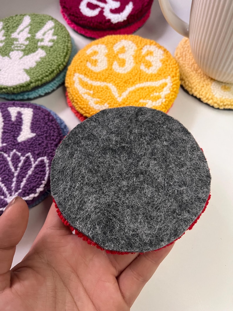 Punch Needle Coasters Angel Numbers -777 Lucky, 111 Manifestation ...