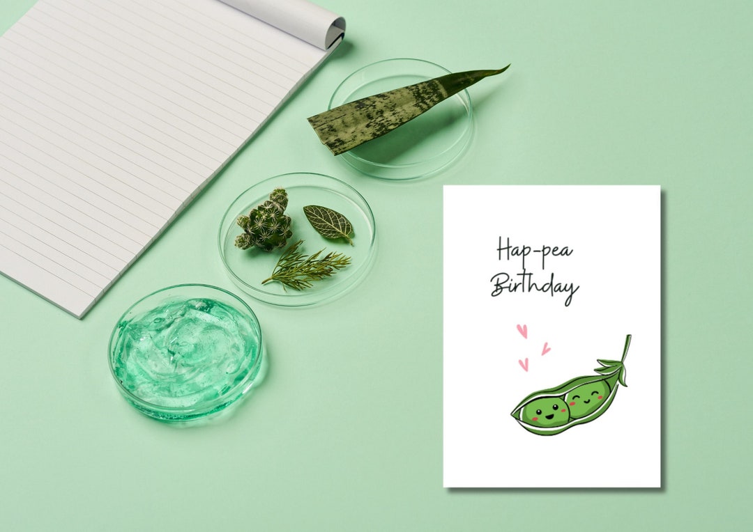 Printable Cute Birthday Card Funny Birthday Card Hap-pea Birthday Two ...