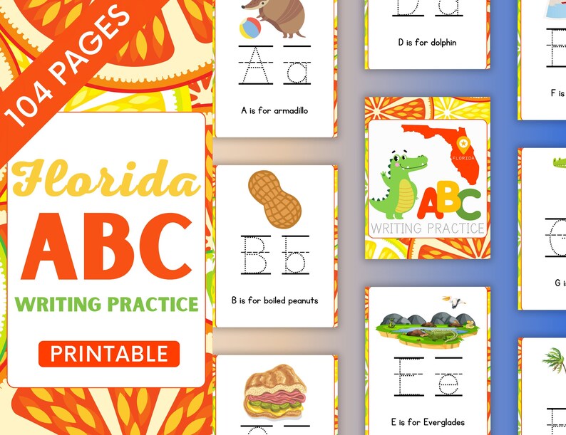 Alphabet Practice Writing Worksheets Florida Abcs - Etsy
