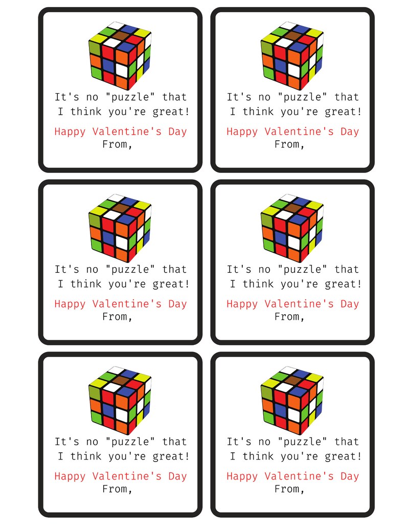 Rubix Cube Classroom Treat Tag Instant Download Digital File - Etsy