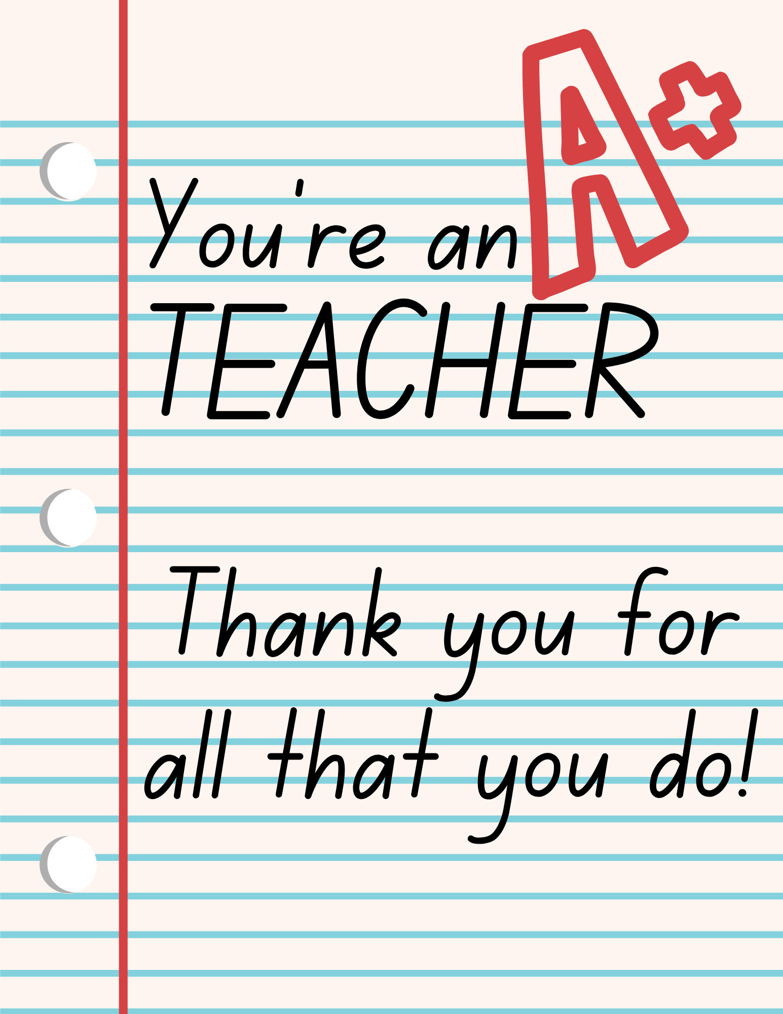 Teacher Appreciation Printable-teacher Thank You - Teacher Gift ...