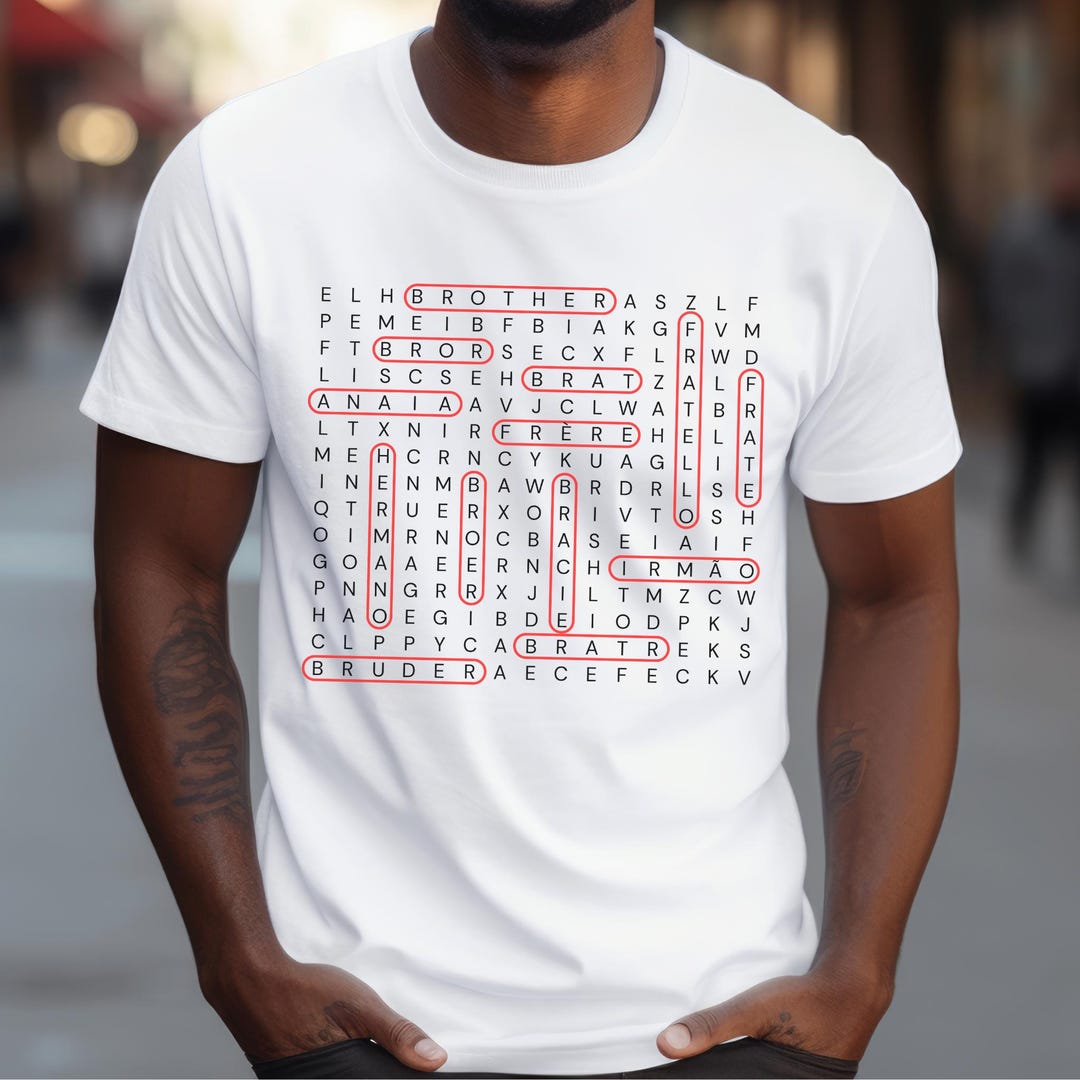Brother Word Search Puzzle T-shirt| Brother in Different Languages ...