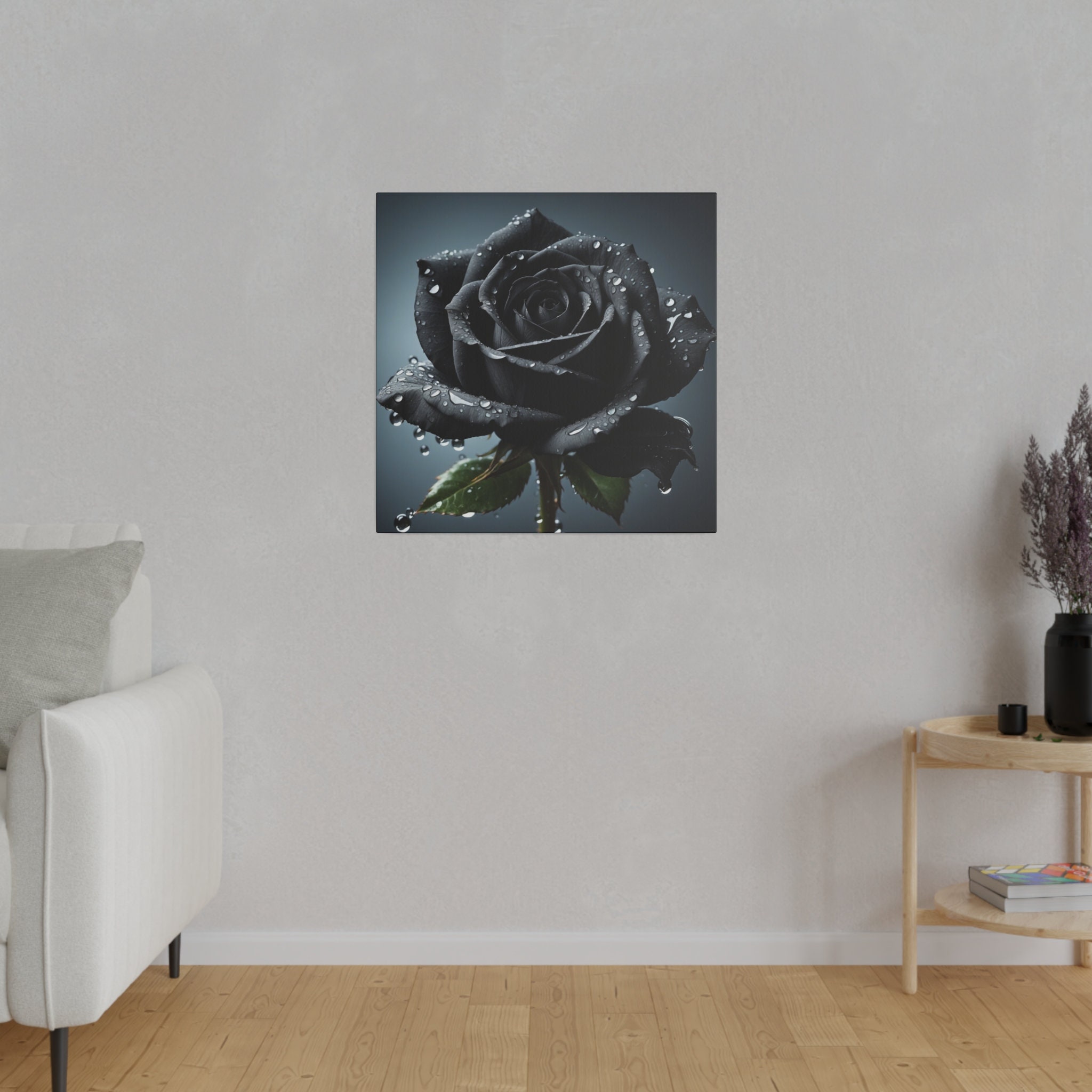 Black Rose Kissed, Matte Canvas, Stretched, 0.75". A Single Black Rose ...
