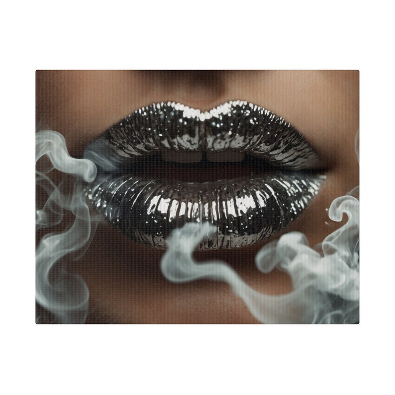 Silver Glitter Kissed Lips , Matte Canvas, Stretched, 0.75" Digital Art ...