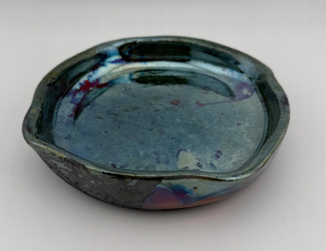 Ashtray Handmade Wheelthrown Raku Mirror Finish Trinket Dish Metallic ...