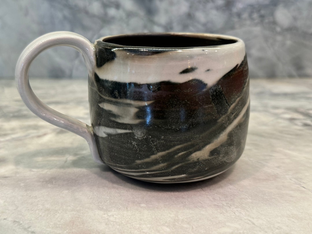 Black and White Marbled Coffee Mug Tea Mug Handmade Wheel Thrown ...