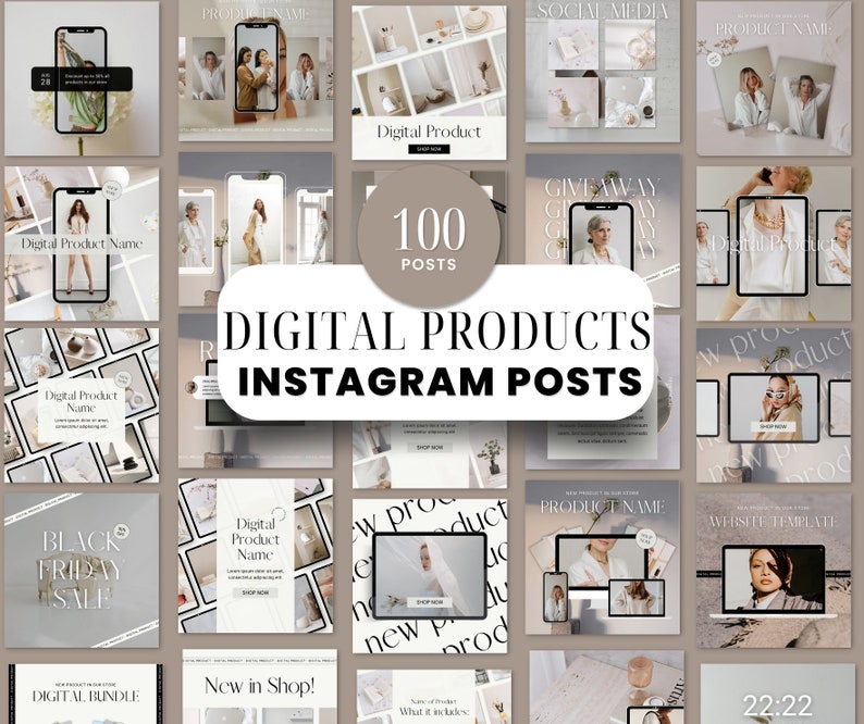 100 Instagram Promo Post Templates - Bright Aesthetics With MRR+PLR ...