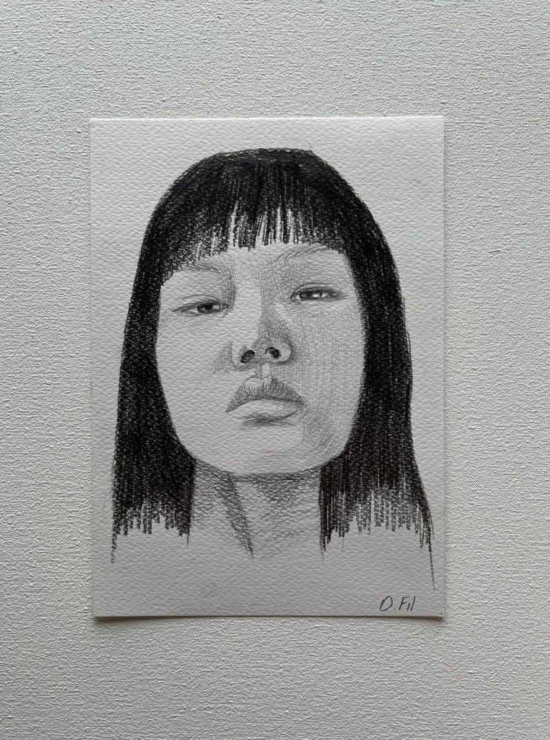 Graphite Pencil Drawing Hand Drawn Portrait Sketch, Realistic Artwork ...