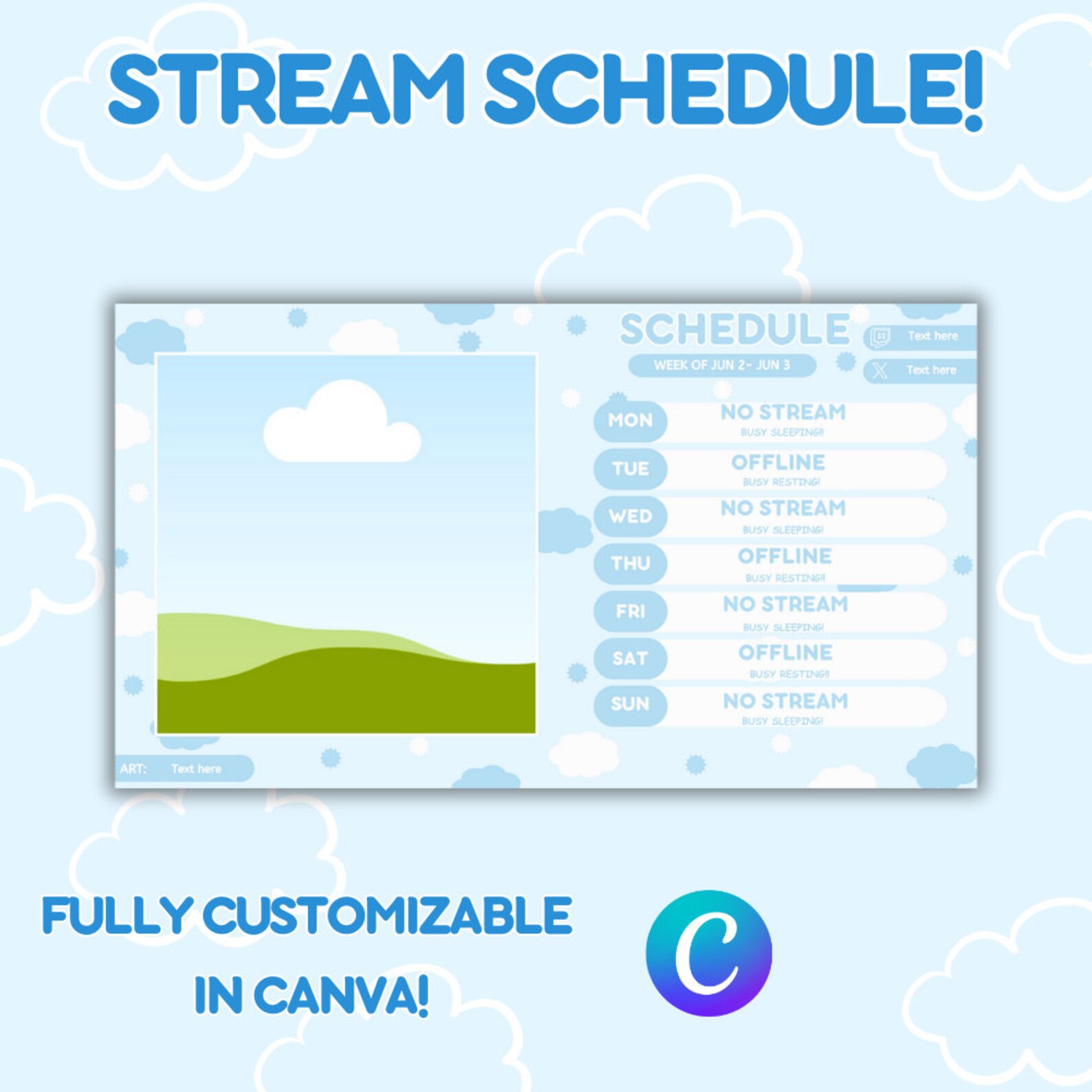Cloud Template Blue Cute Streamer Vtuber Weekly Stream Schedule ...