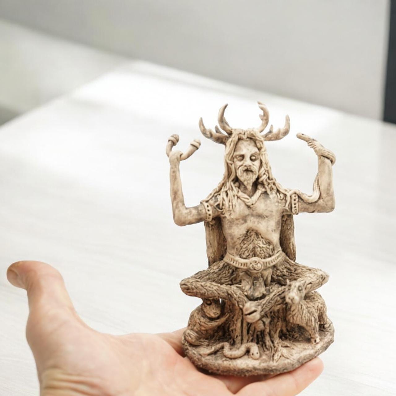 Cernunnos Cernunno Cernun Ceramic Horned God Celtic God Altar Statue Pagan God Wiccan Druid ...