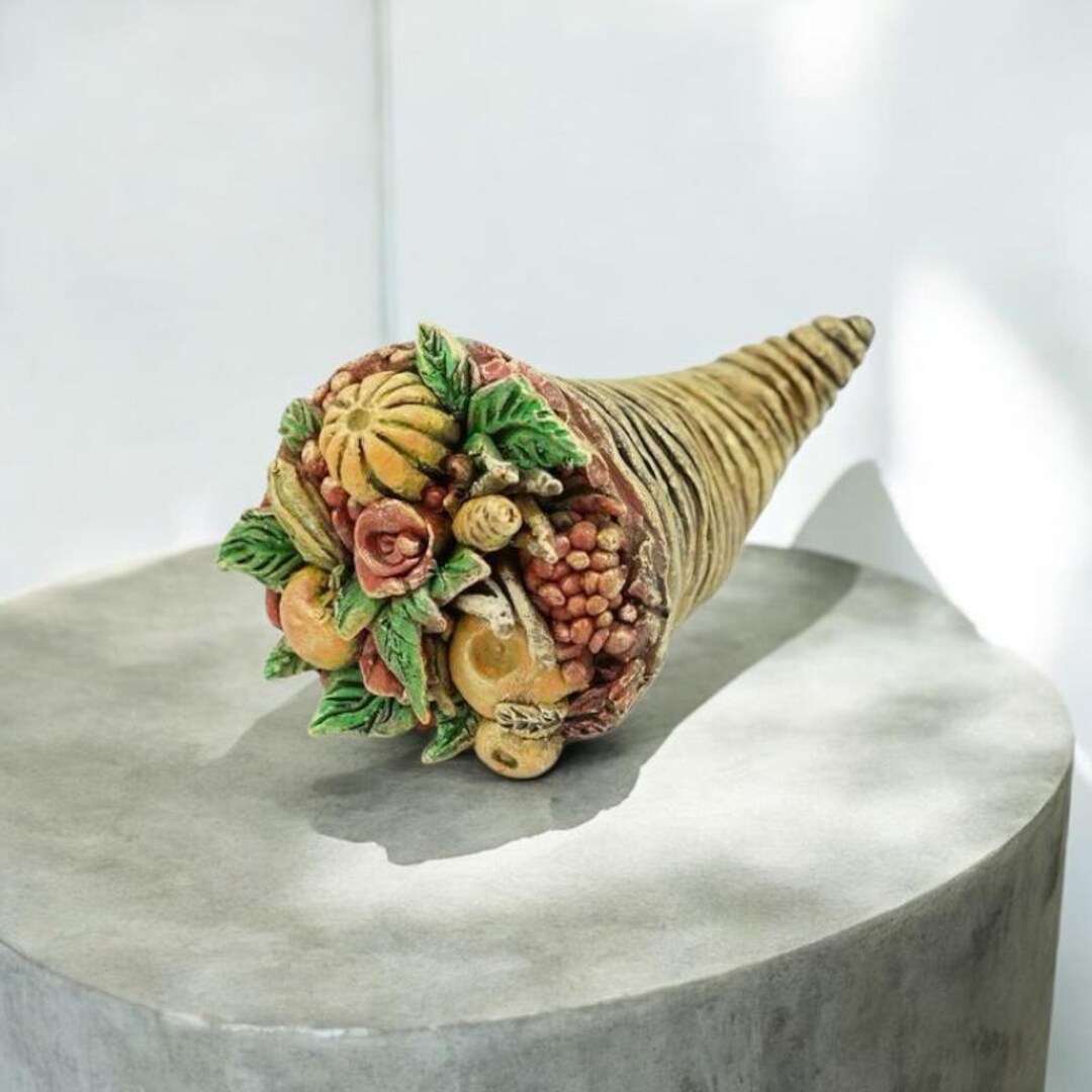 Cornucupia Ceramic Statue Ceramic Cornucopia Thanksgiving Decor ...