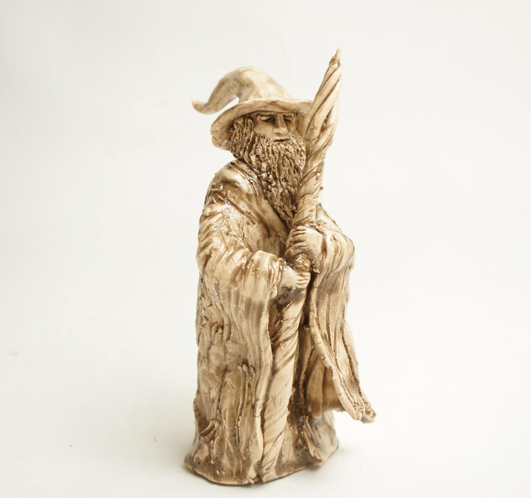 Grey Wizard Ceramic Statue Room Decor Custom Ceramic Figurines Wizard ...