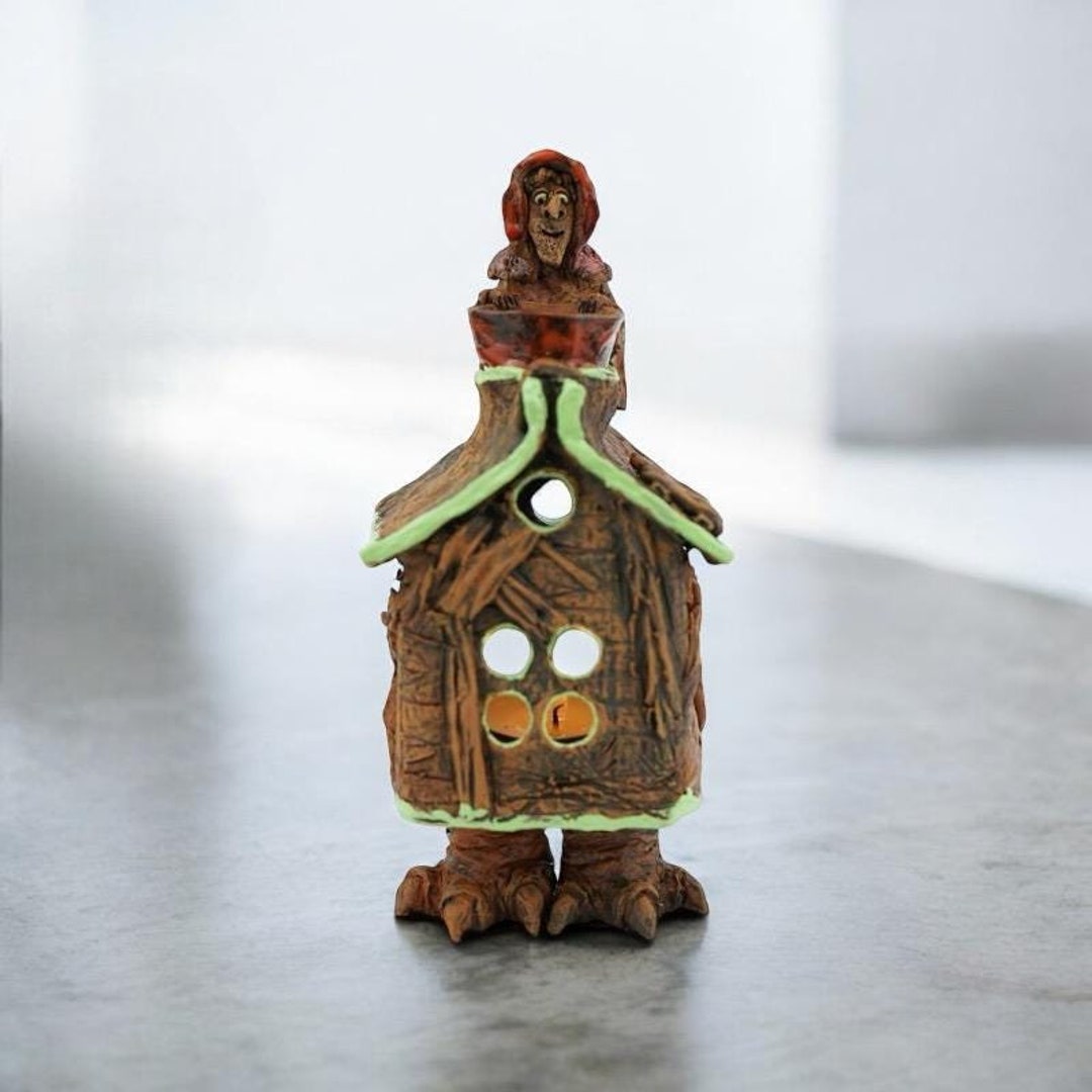 Hut of Baba Yaga Ceramic Candle Baba Yaga Folk Art Fairy House Baba ...