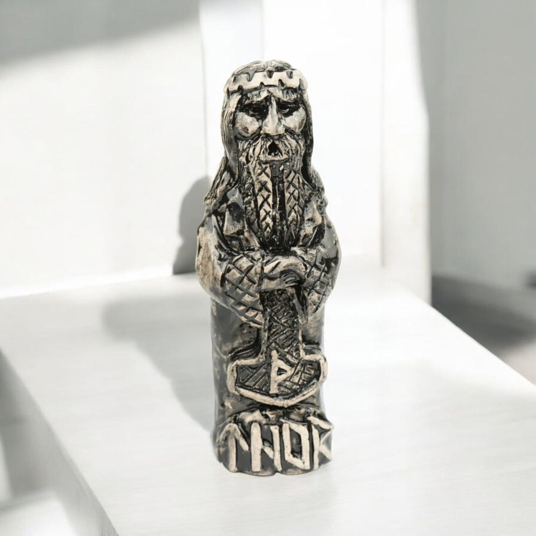 Thor Statue God Thor Small Figurine Made of Natural Clay Thor With ...