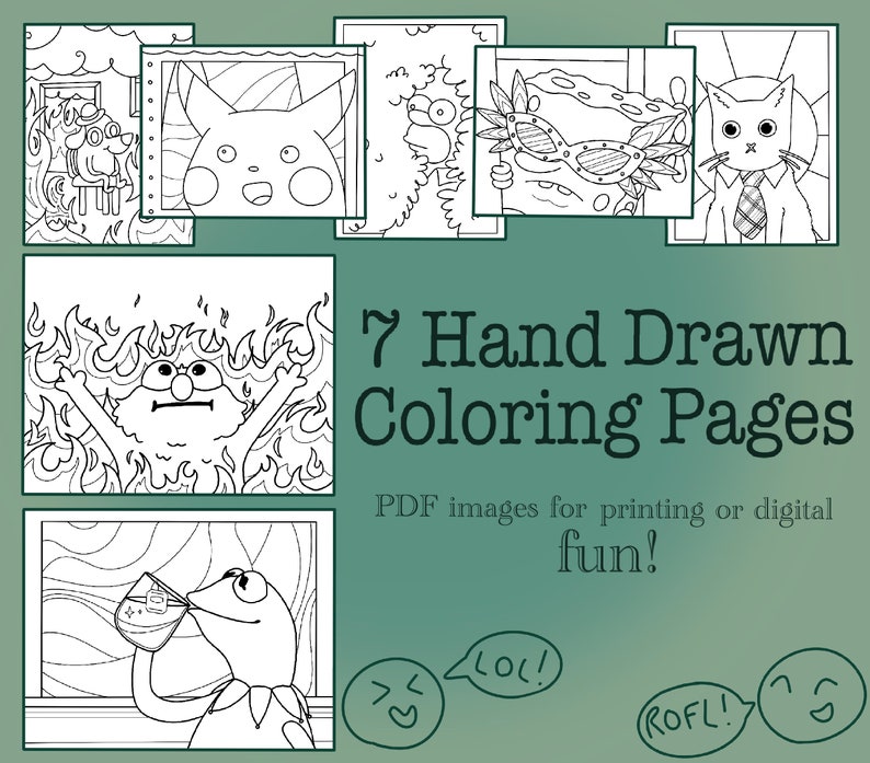 7 PDF Coloring Pages- Classic Meme Pack - Etsy