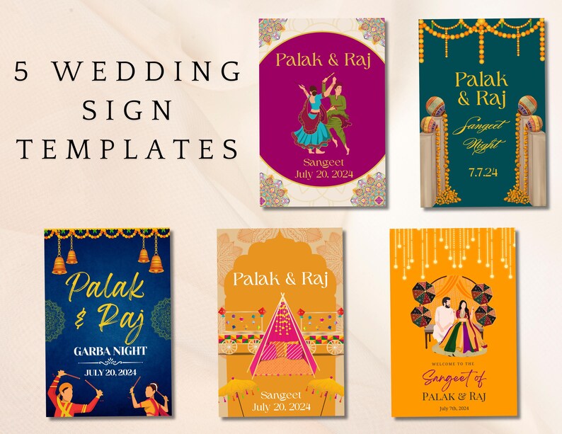 Editable Wedding Sign, Hindu Garba Program, Sangeet Wedding Program ...