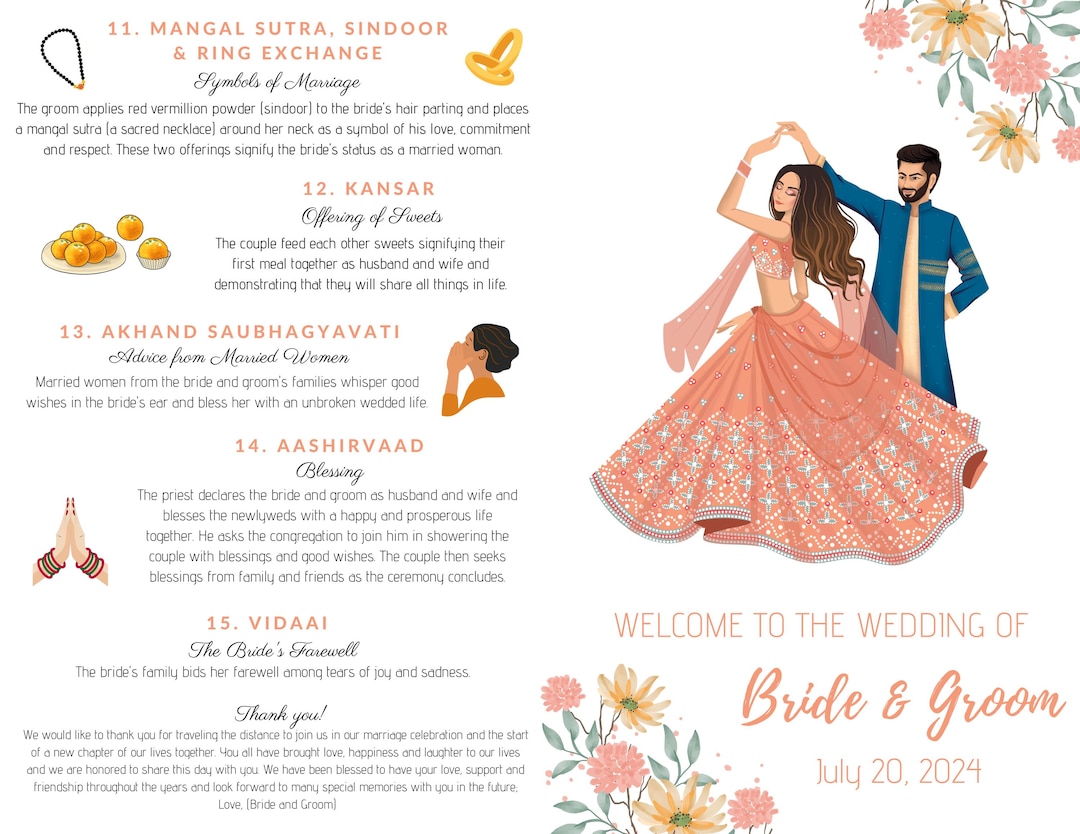 Editable Indian Wedding Ceremony Program: Vibrant Colors (CANVA ...