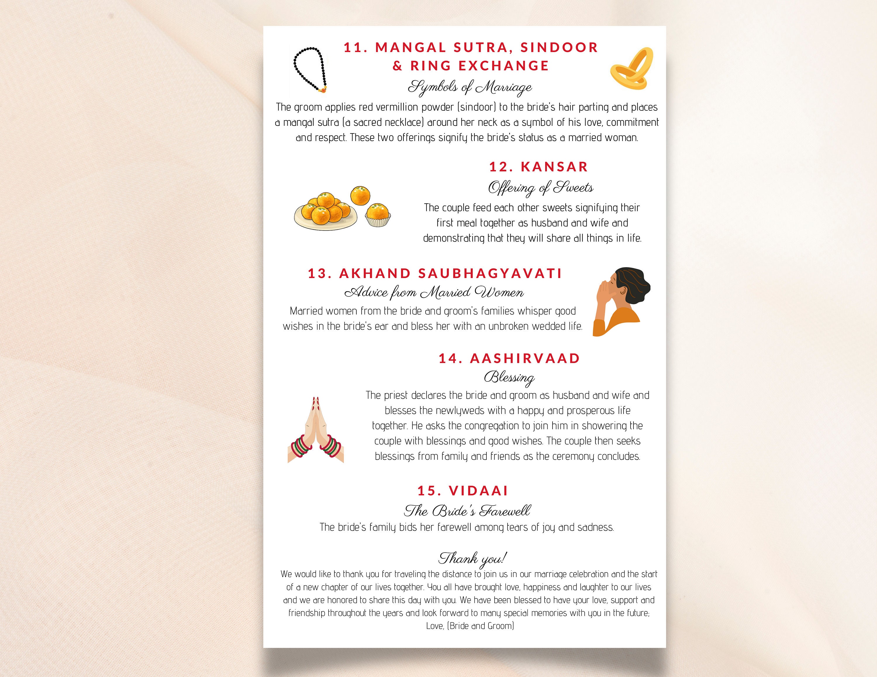 Editable Indian Wedding Ceremony Program: Hindu, Sikh, Jain (CANVA ...