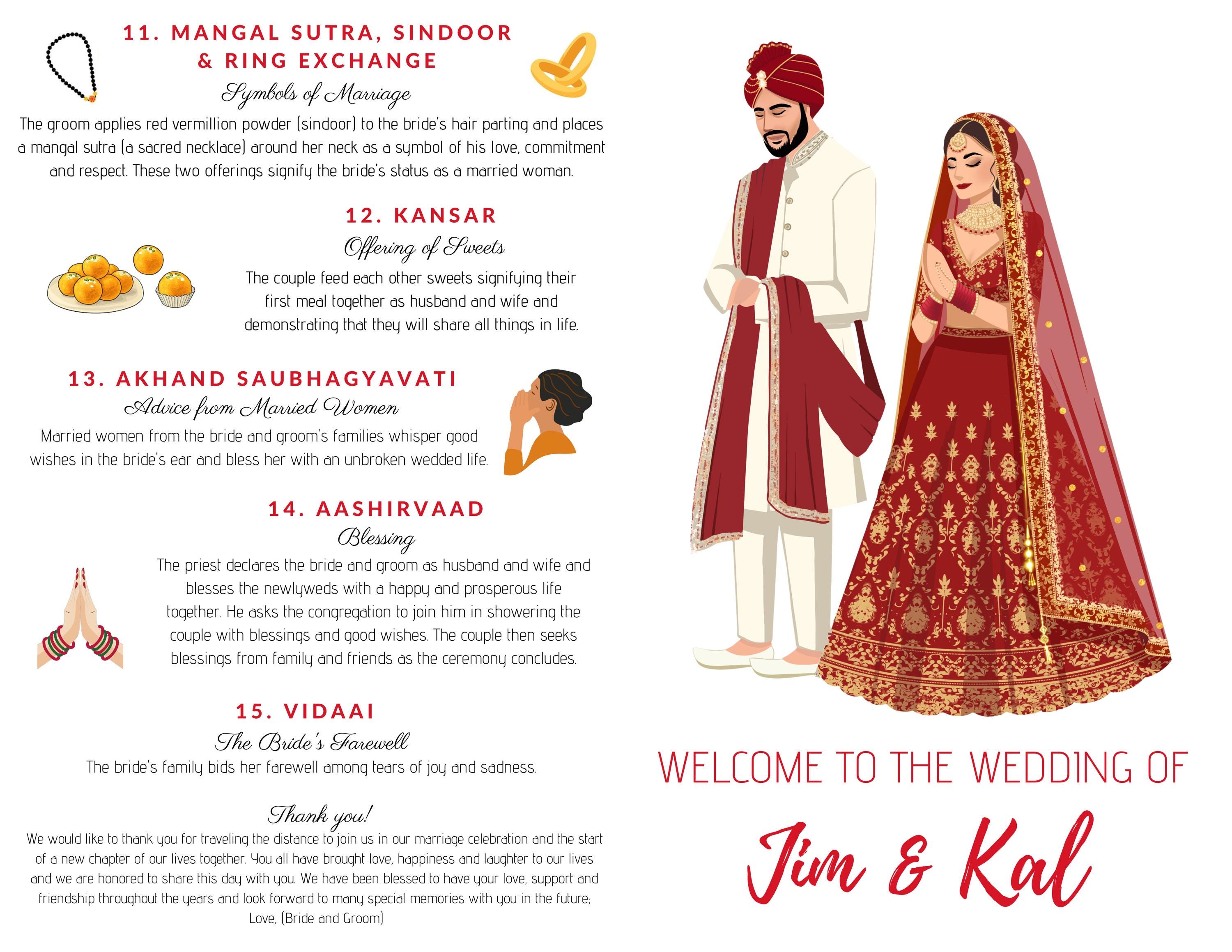 Editable Hindu Ceremony Program, Hindu Wedding Program, Indian Wedding ...