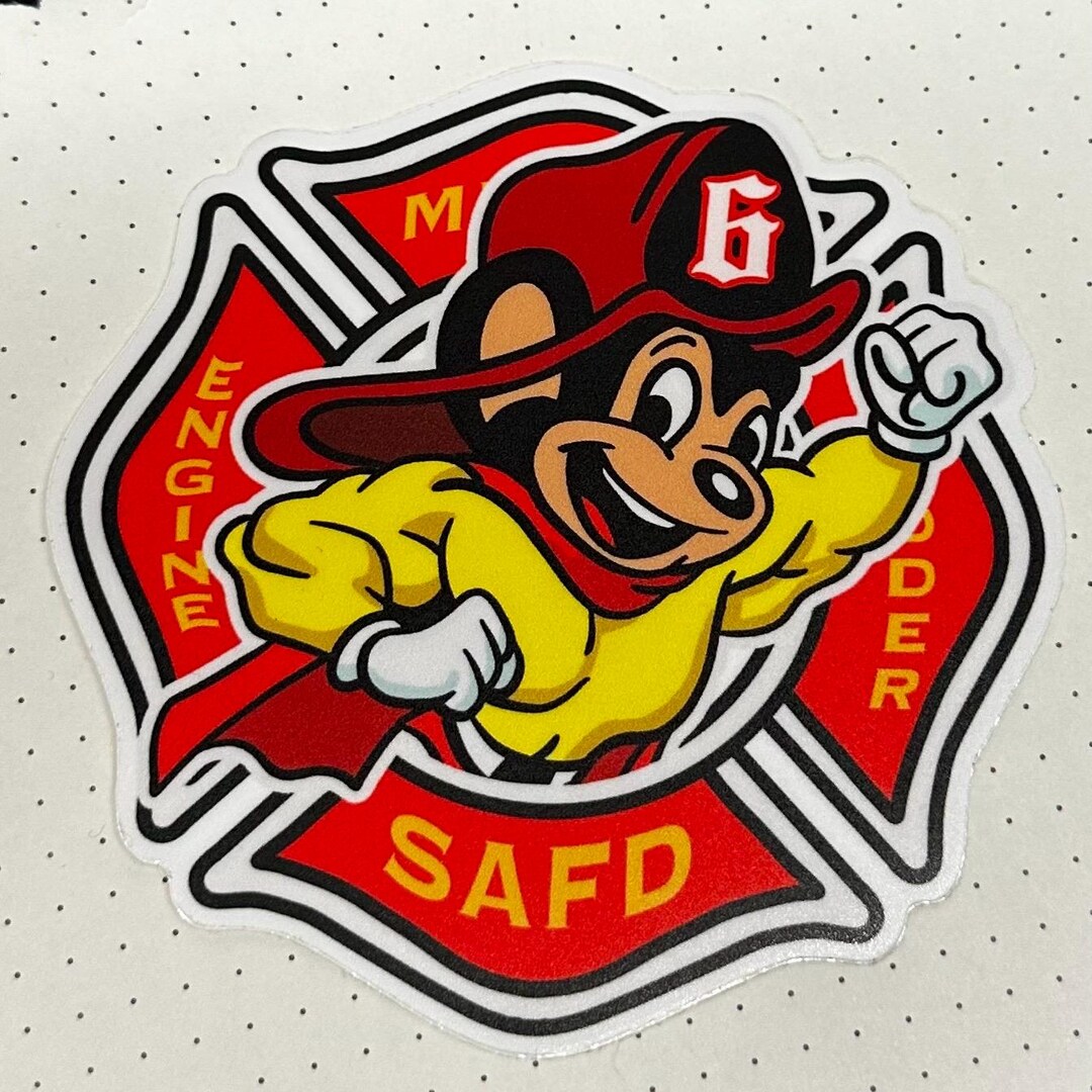 Mighty Mouse Firefighter Sticker - Etsy