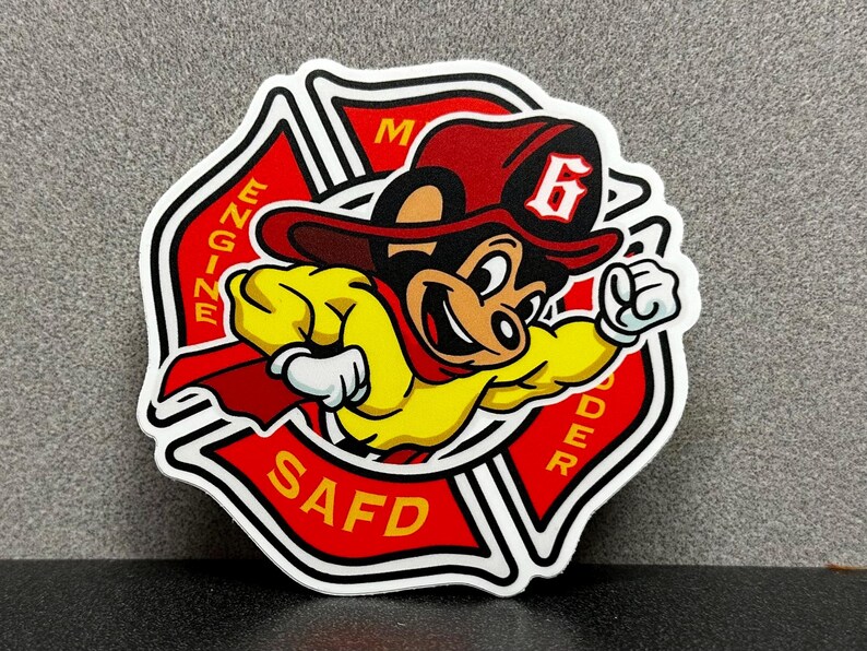 Mighty Mouse Firefighter Sticker - Etsy