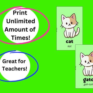 Bilingual Flashcards for Children Tarjetas Con Palabras En Ingles Y ...