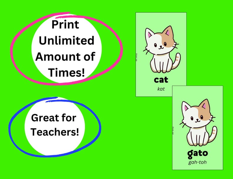 Bilingual Flashcards for Children Tarjetas Con Palabras En Ingles Y ...