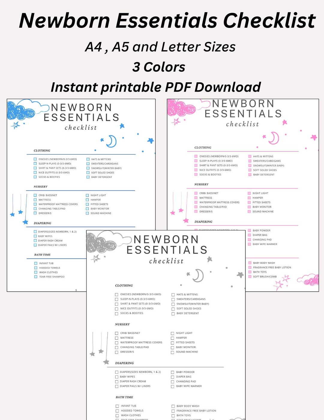 Baby Essentials Checklist for Newborn Baby Checklist for Baby Shower ...
