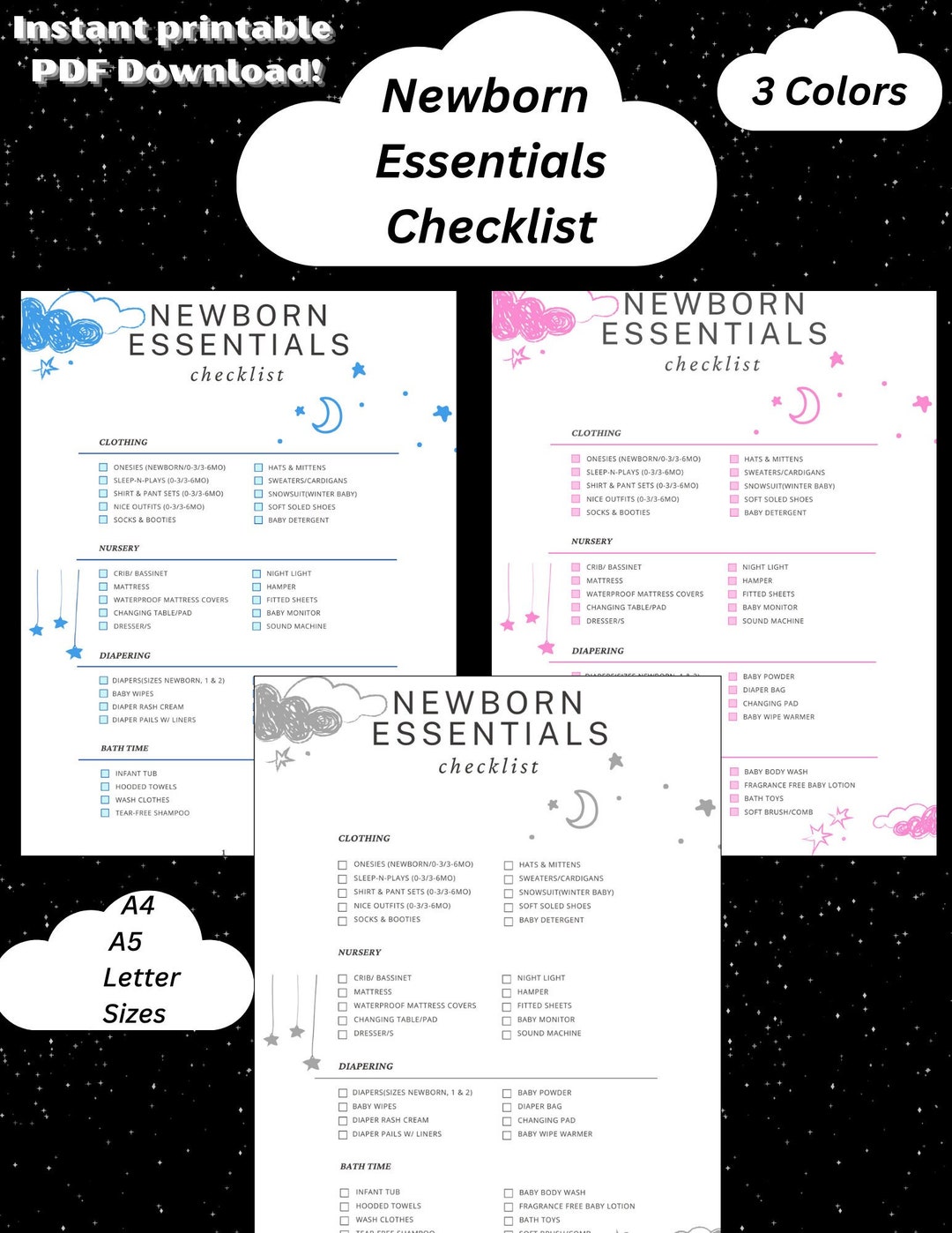 Baby Essentials Checklist for Newborn Baby Checklist for Baby Shower ...