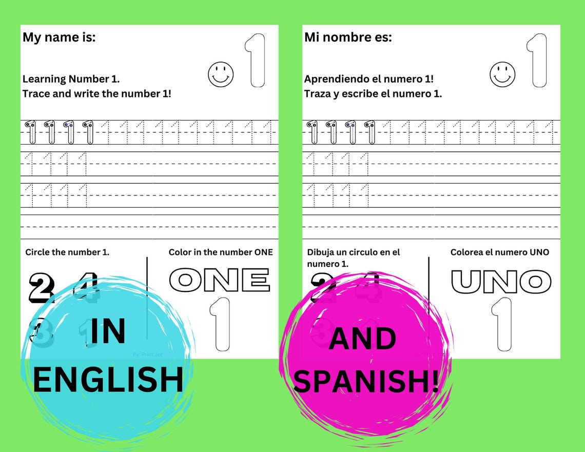 Math Worksheet for Pre-k and Grade K Learning Numbers 1-10 in English ...