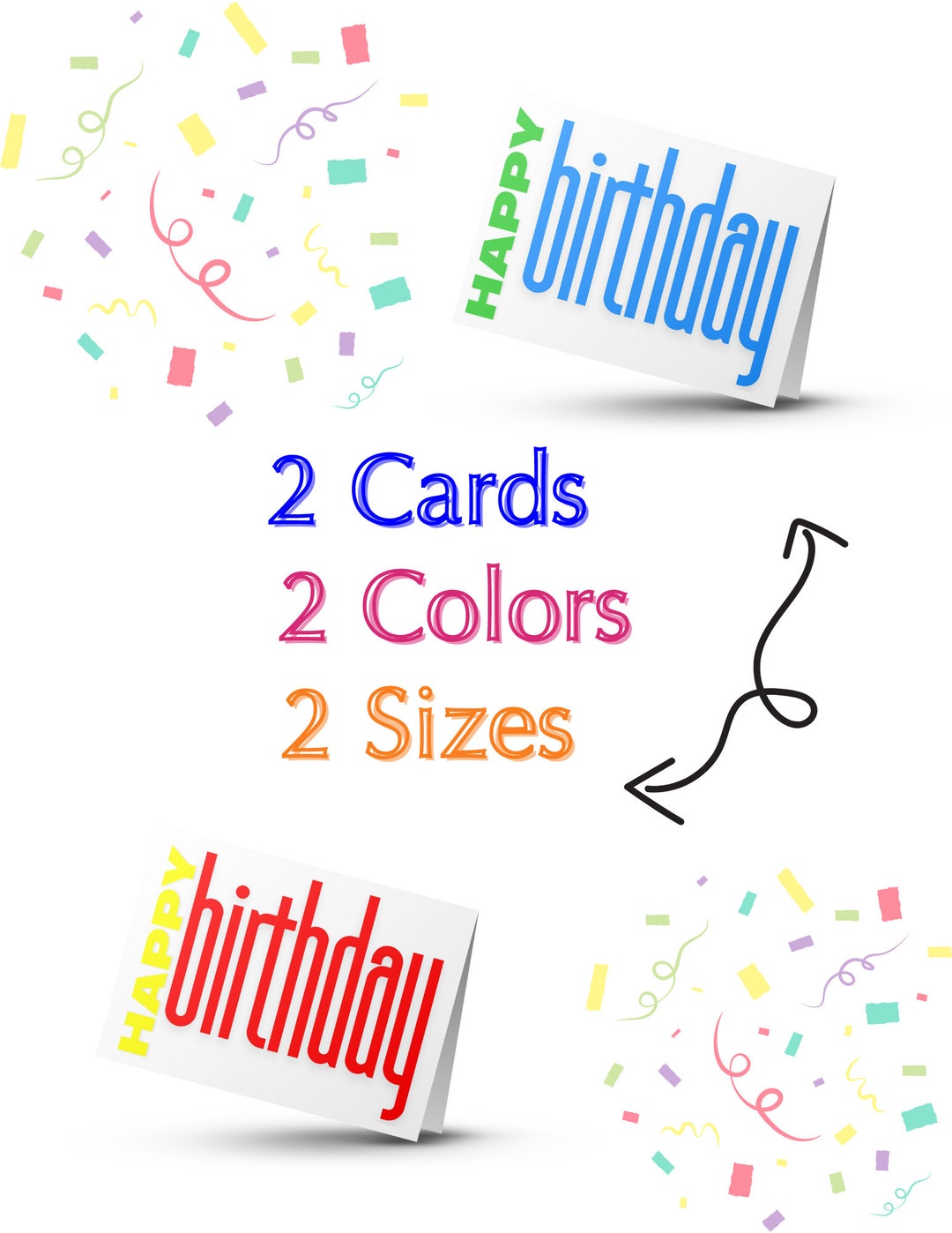 Printable Birthday Card Instant Digital Download 2 Colors 2 Sizes Cute ...