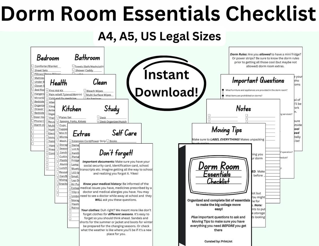 College Dorm Essentials Packing Checklist for New College Students ...