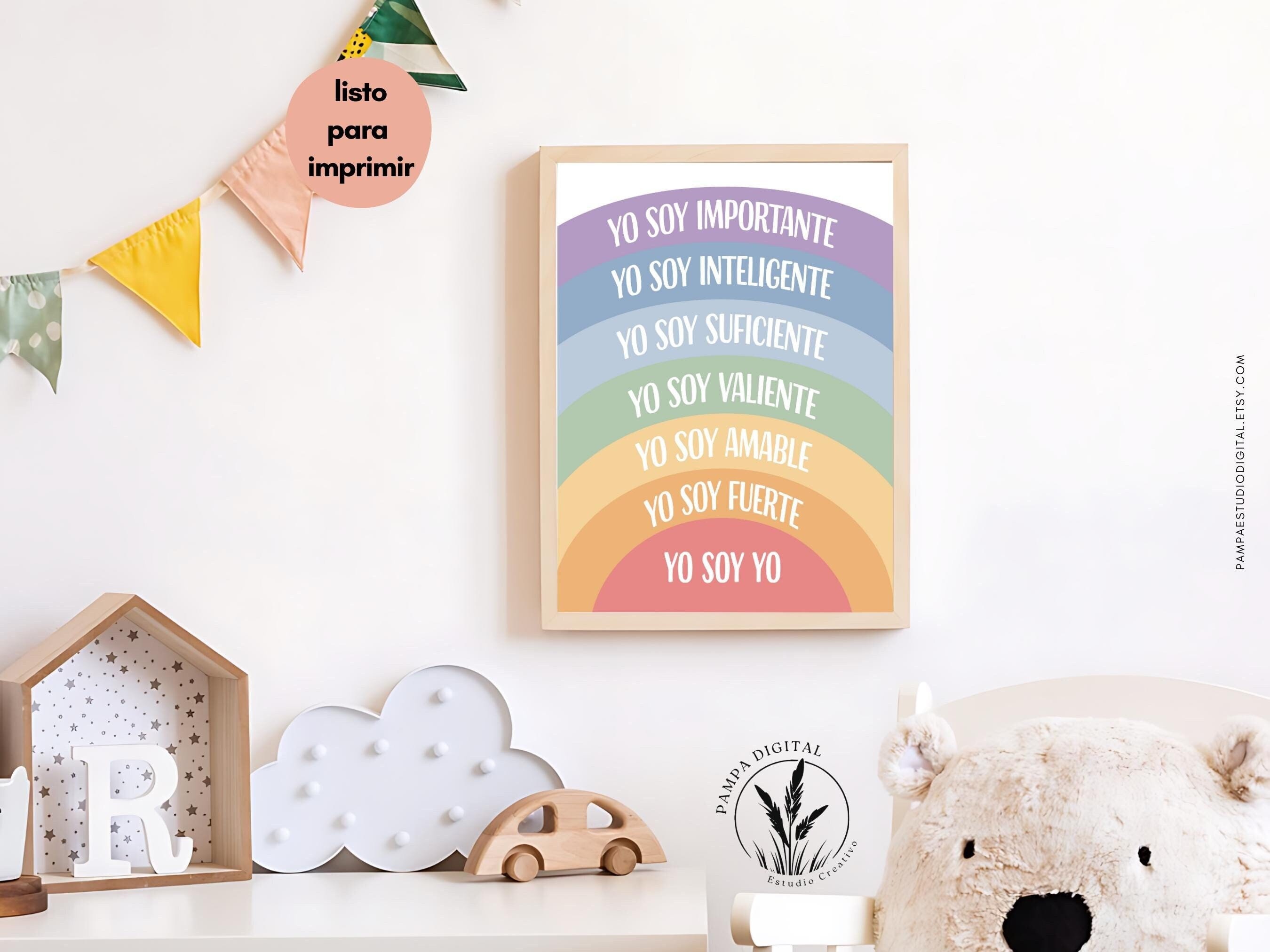 I Am Spanish Affirmations Printable Wall Art, Boho Kids Room Wall Decor ...