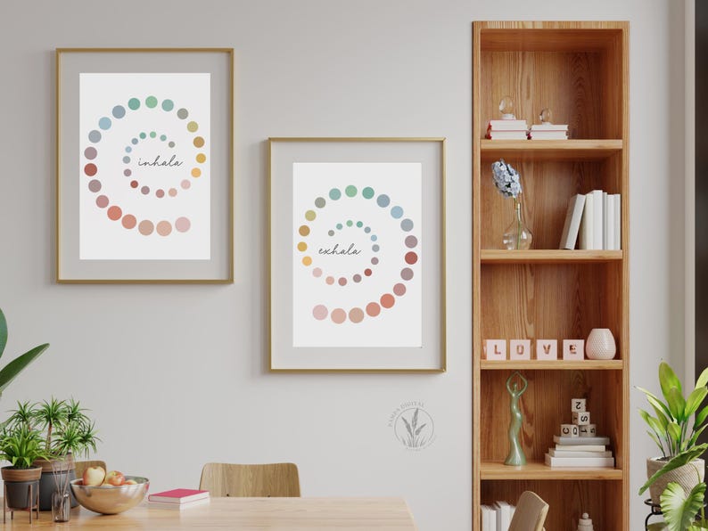 Inhale Exhale Posters, Mental Health, Counseling Office Decor, Yoga ...