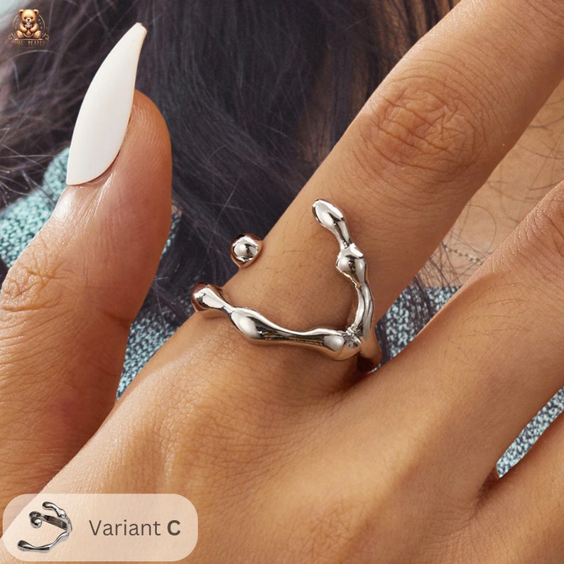 Unique Open-ended Metal Ring Abstract Design Adjustable Fit Best ...