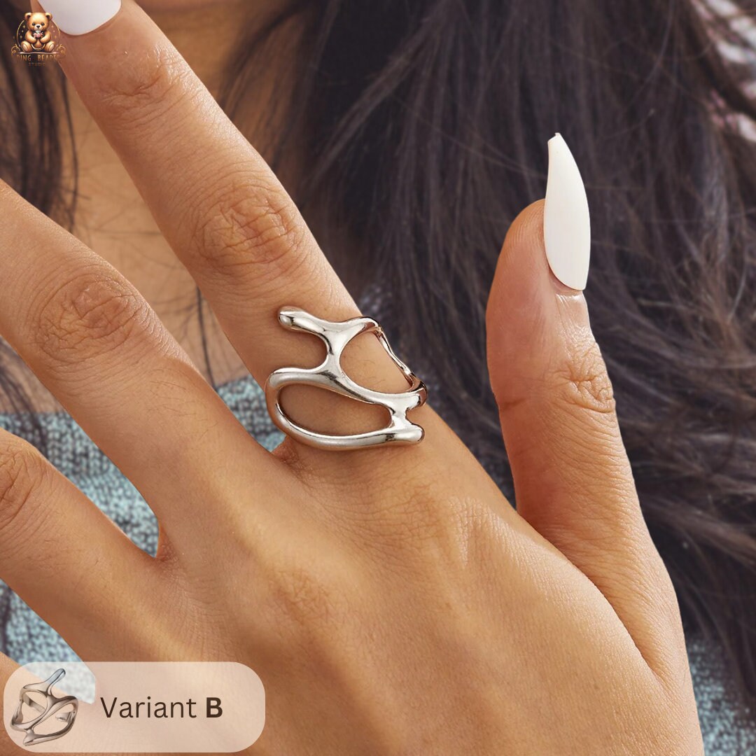 Unique Open-ended Metal Ring Abstract Design Adjustable Fit Best ...