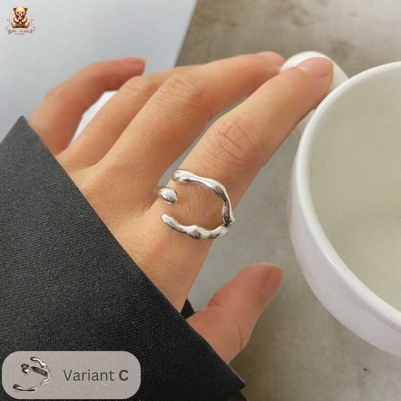 Unique Open-ended Metal Ring Abstract Design Adjustable Fit Best ...