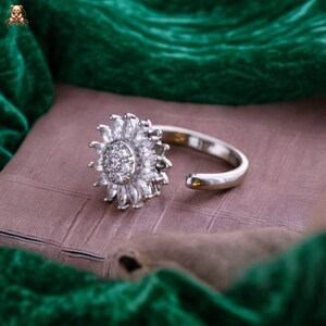 Sunflower-inspired Fidget Ring for Women Adjustable Spinning Flower ...