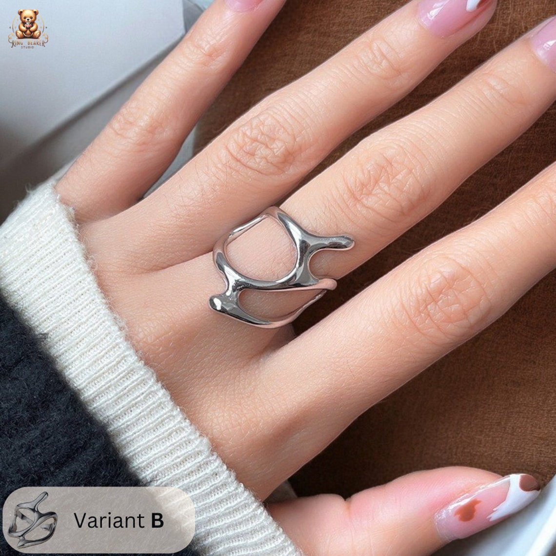 Unique Open-ended Metal Ring Abstract Design Adjustable Fit Best ...