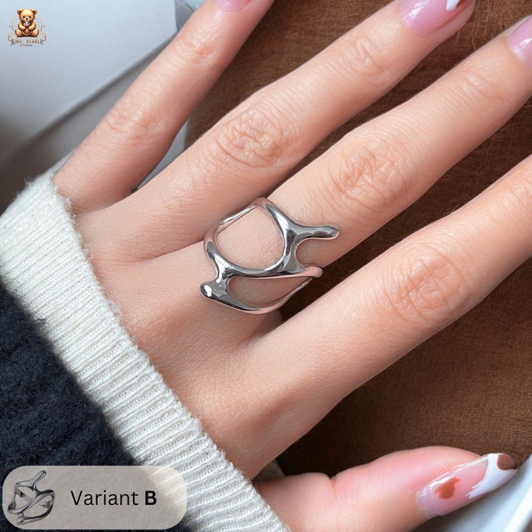 Unique Open-ended Metal Ring Abstract Design Adjustable Fit Best ...