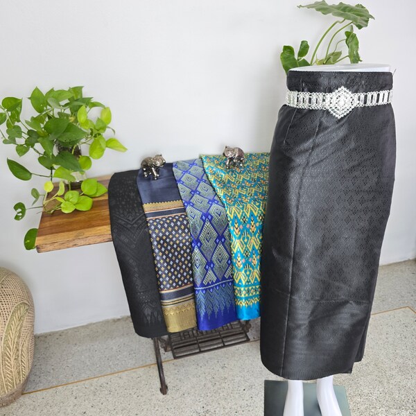 Thai-lao Short Sarong Artificial Silk Traditional Clothing, Soft Bright ...