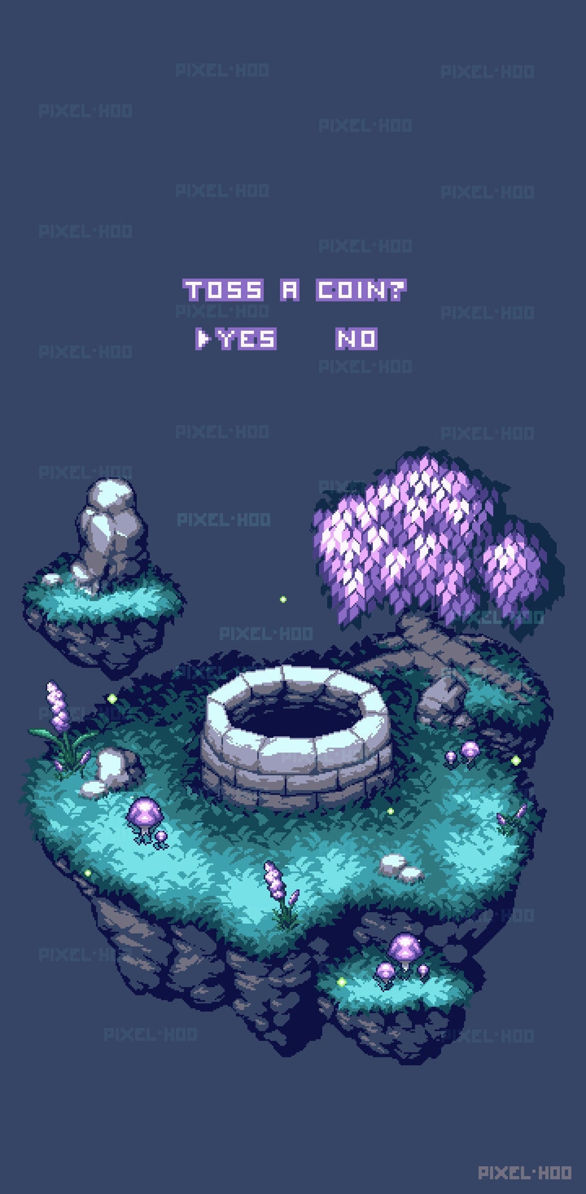 Pixel Art Isometric Island Wishing Well Animated Wallpaper - Etsy