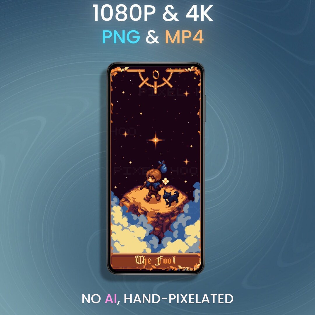 The Fool Pixel Art Tarot Card – Minimalist Isometric | 4K & 1080p - Etsy