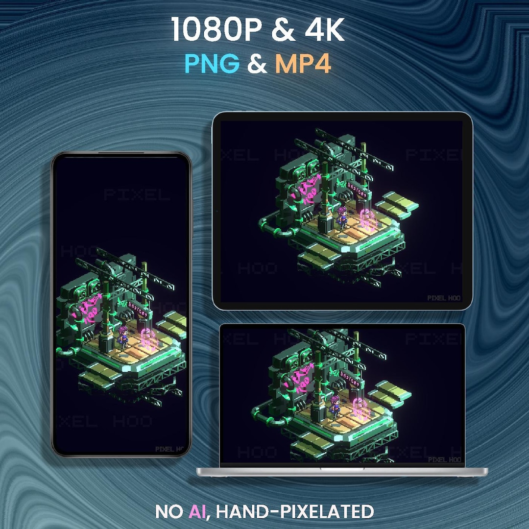 Cyberpunk Bus Stop Pixel Art Wallpaper - Animated Cyberpunk Art - Etsy